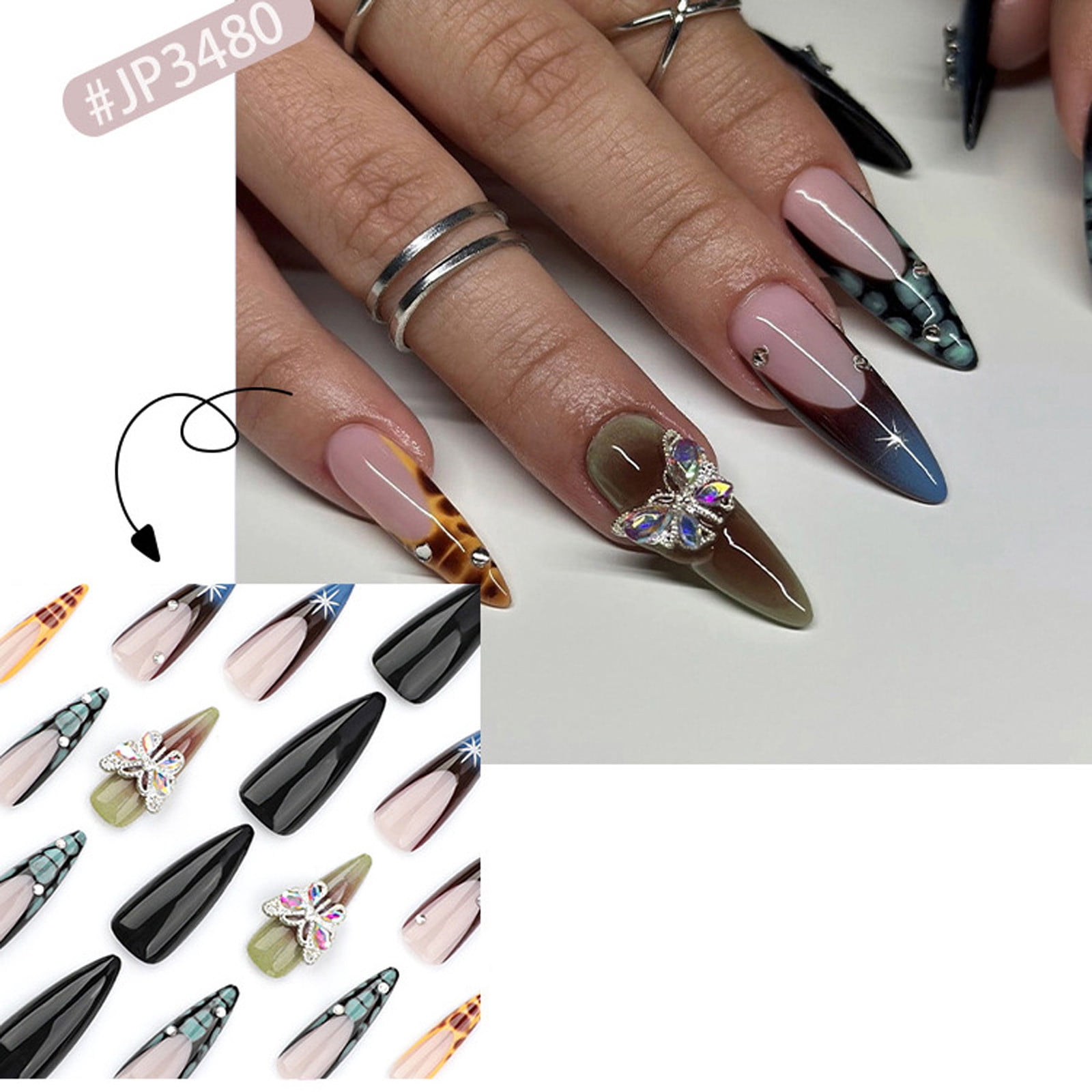 HHBEAUTY Press on Nails Handmade Nails Luxury Reusable Fake Nails For ...