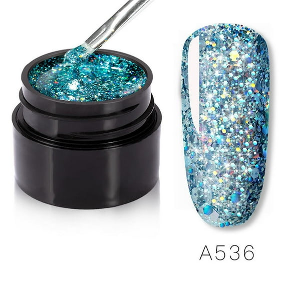 HHBEAUTY Reflective Diamond Nail Glitter Gel Polish, Sparkly Summer Color Holographic Glitters ...