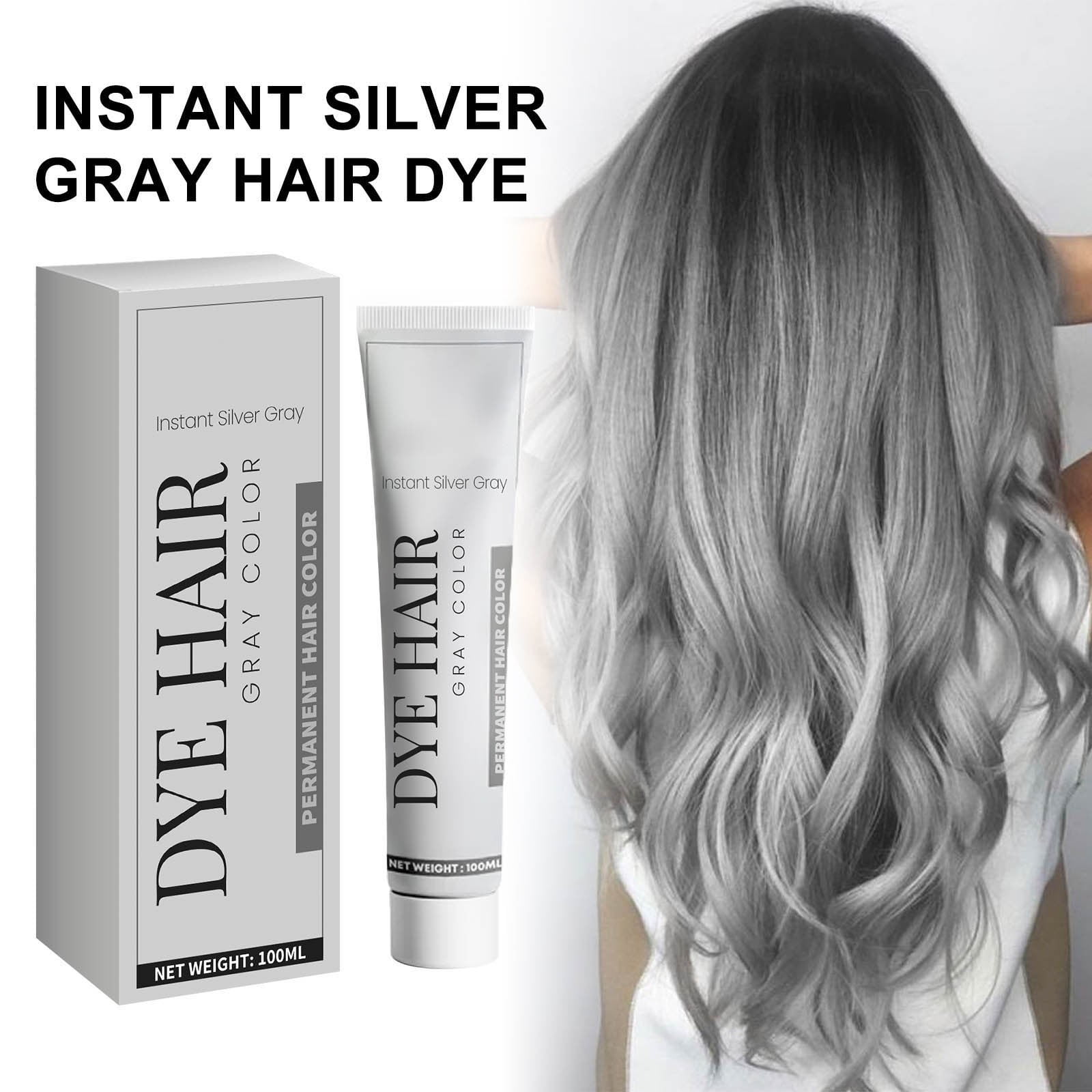 HHBEAUTY Silver Gray Natural Hair Dye Cream, Silver Gray Hair Dye ...