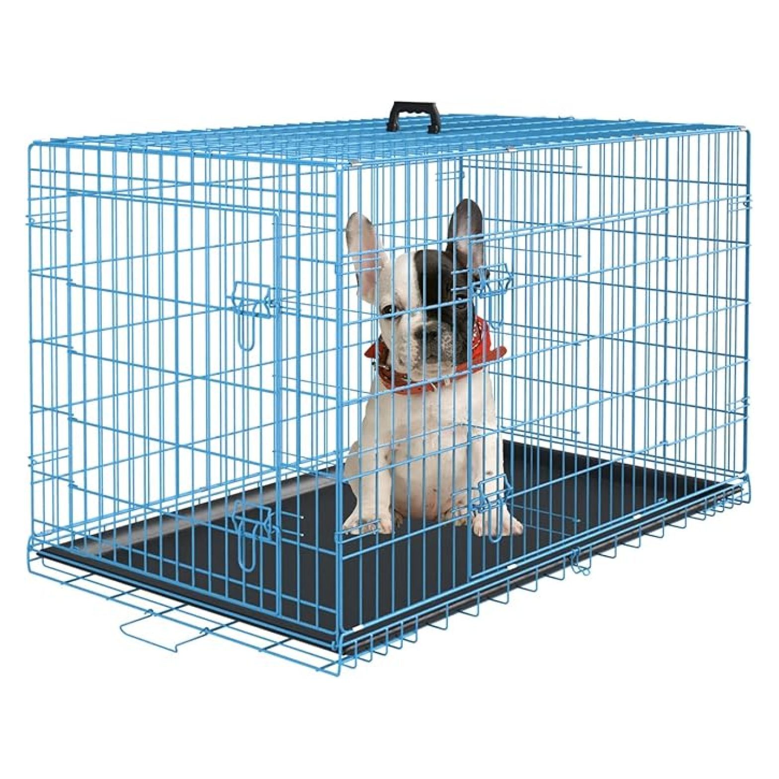 Qtypgm Small Dog Crate Kennel 24 inches Metal Dog Cage Double-Door ...