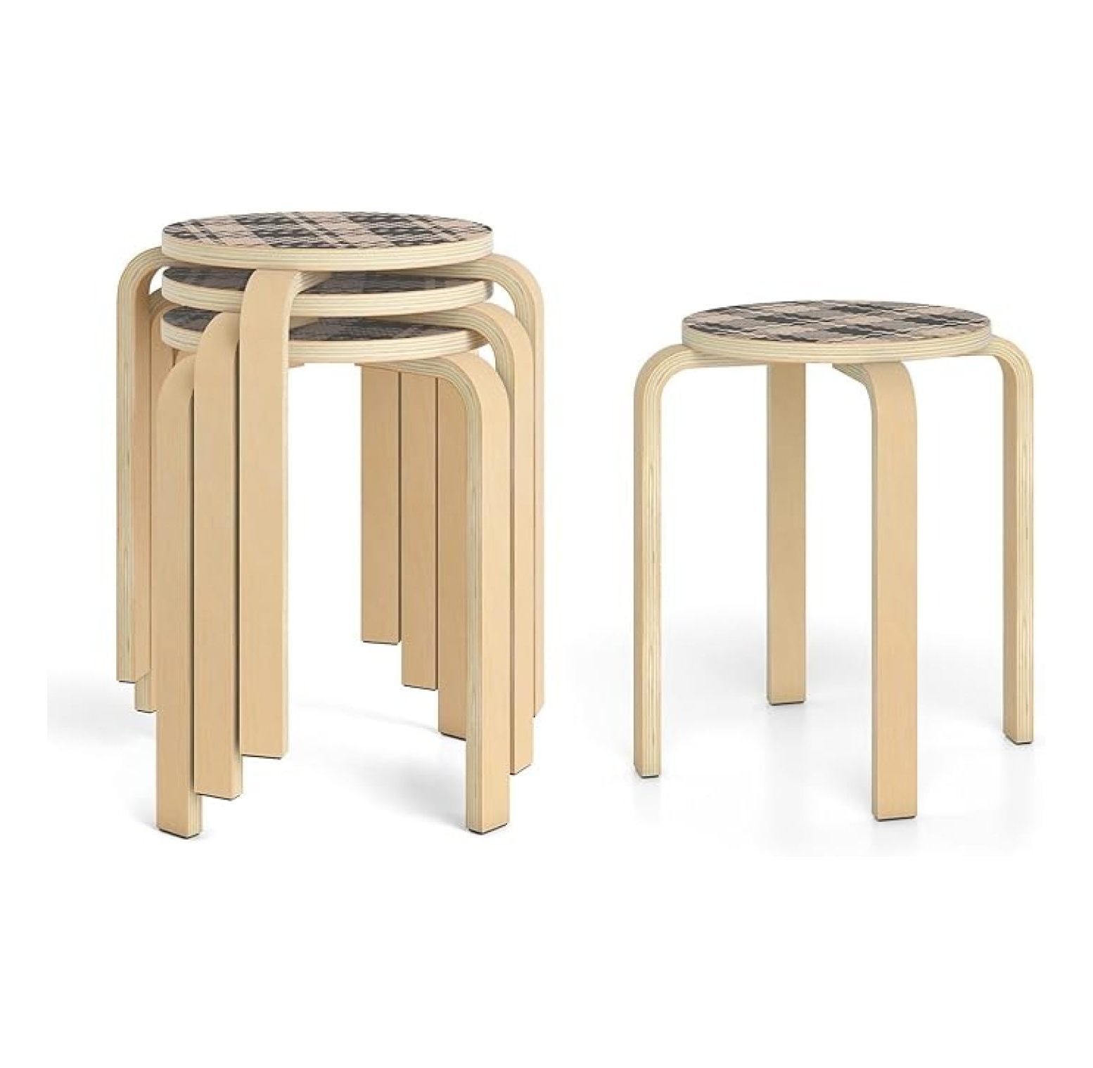 HHBEAUTY Stackable Stools Set of 4, 18" Round Stacking Backless Nesting ...