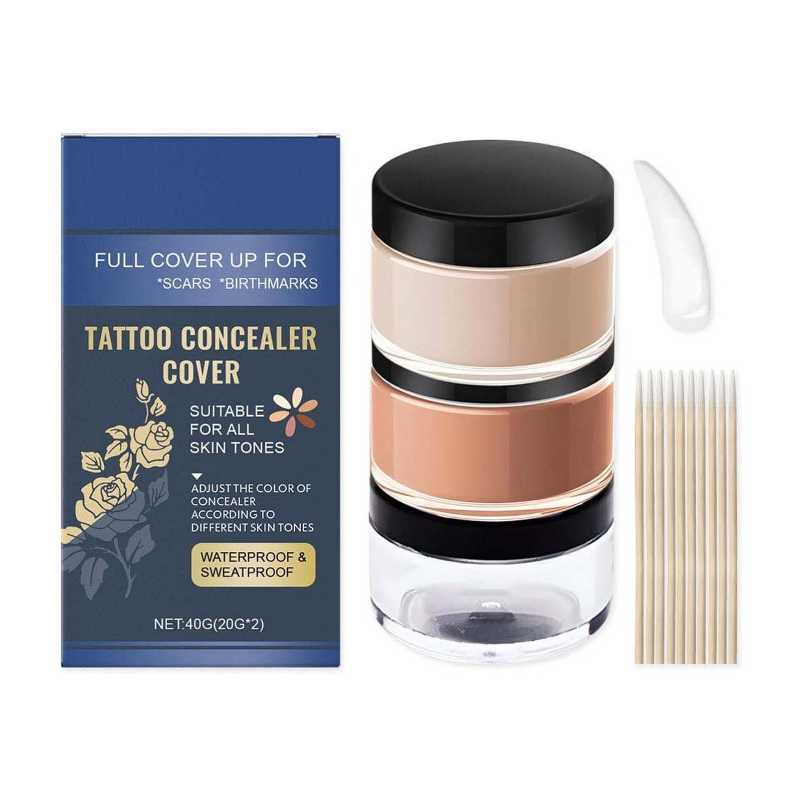 HHBEAUTY Tattoo Cover Up Makeup, Waterproof, Long-Lasting Concealer in ...