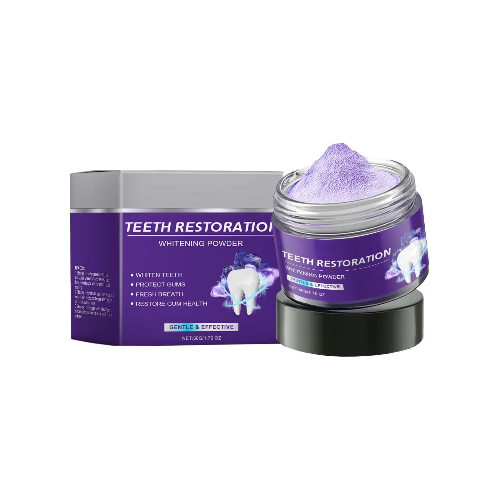 HHBEAUTY Teeth Restoration Mineral Powder, Purple Whitening Mineral ...