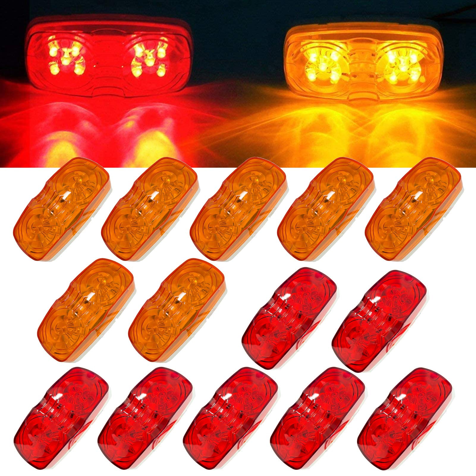 HHCSOP 14x Trailer Marker IFF17 Light 4x2 Rectangle Lights 10 Diodes ...