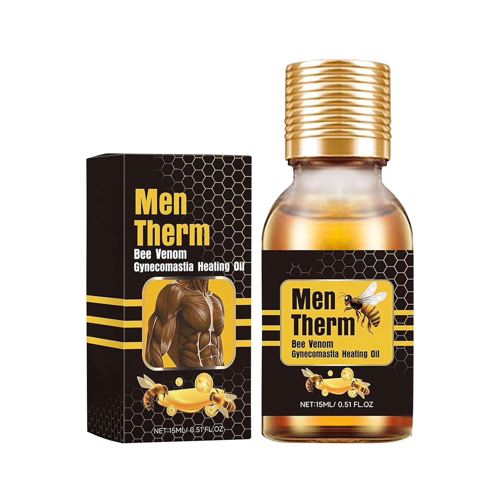 HHEN Bee Gynecomastia Heating Oil,New Men Bee Oil,Eliminates Excess ...