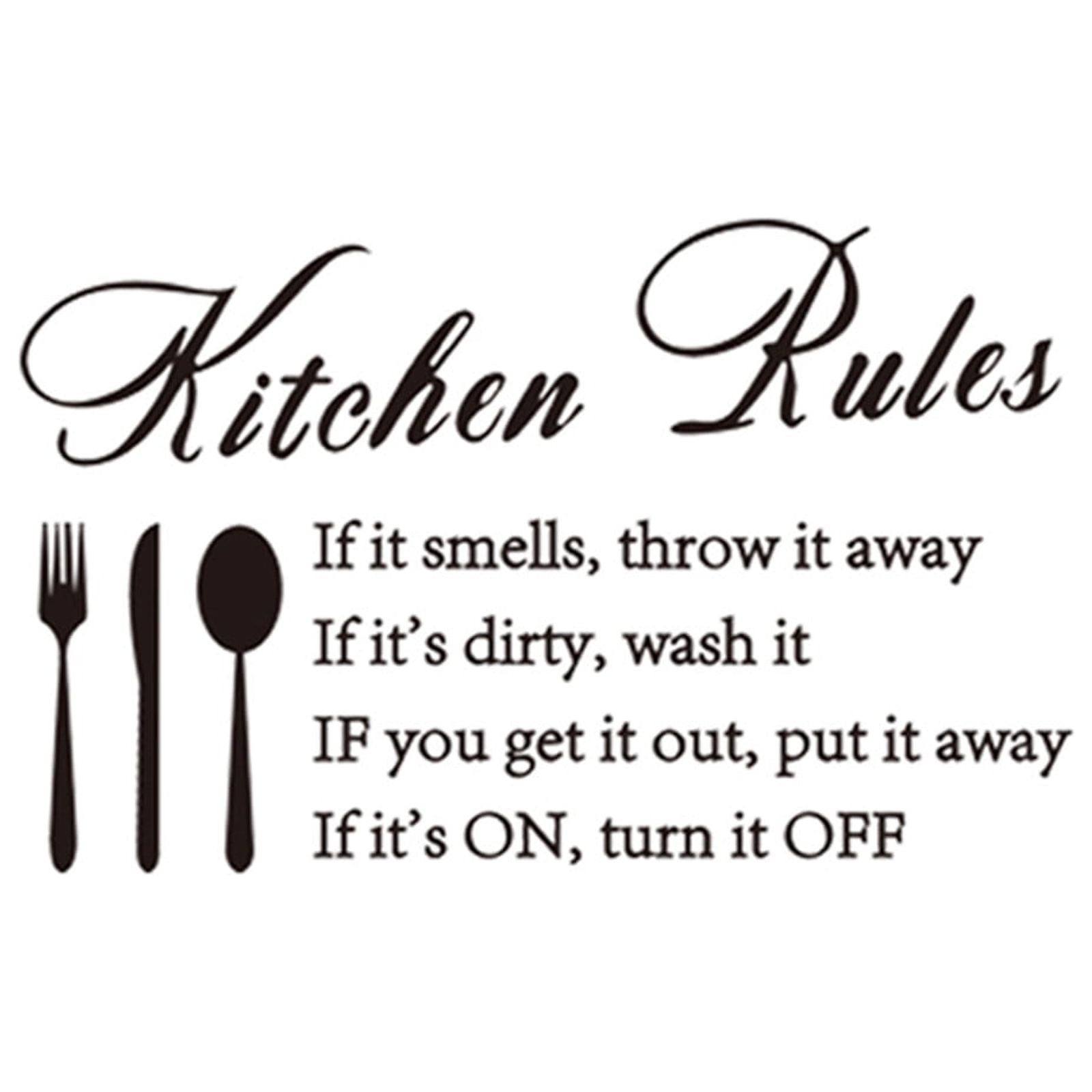 HHFEN Kitchen Rules Home Stickers Toilet Rules Bathroom Decals Wall ...