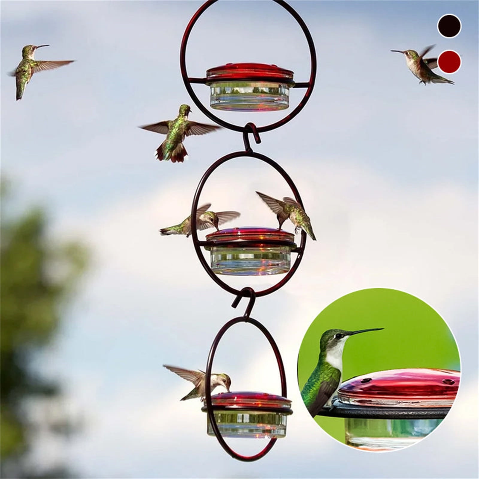 HHFEN Metal Hummingbird Water Feeder Hummingbirds Feeder Hanging Birds ...
