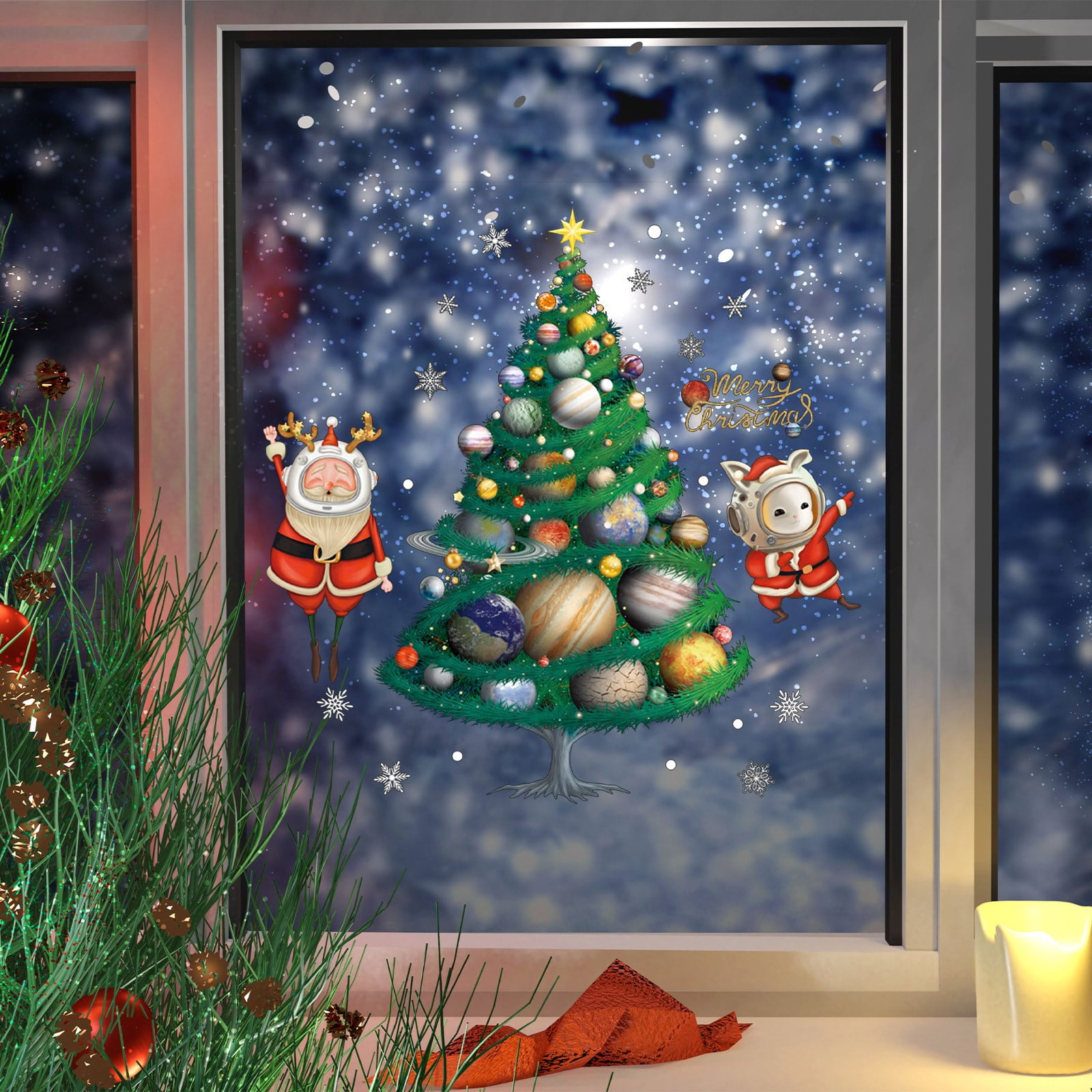 HHGBAD Christmas Lights Wall Stickers - Festive Window & Background ...