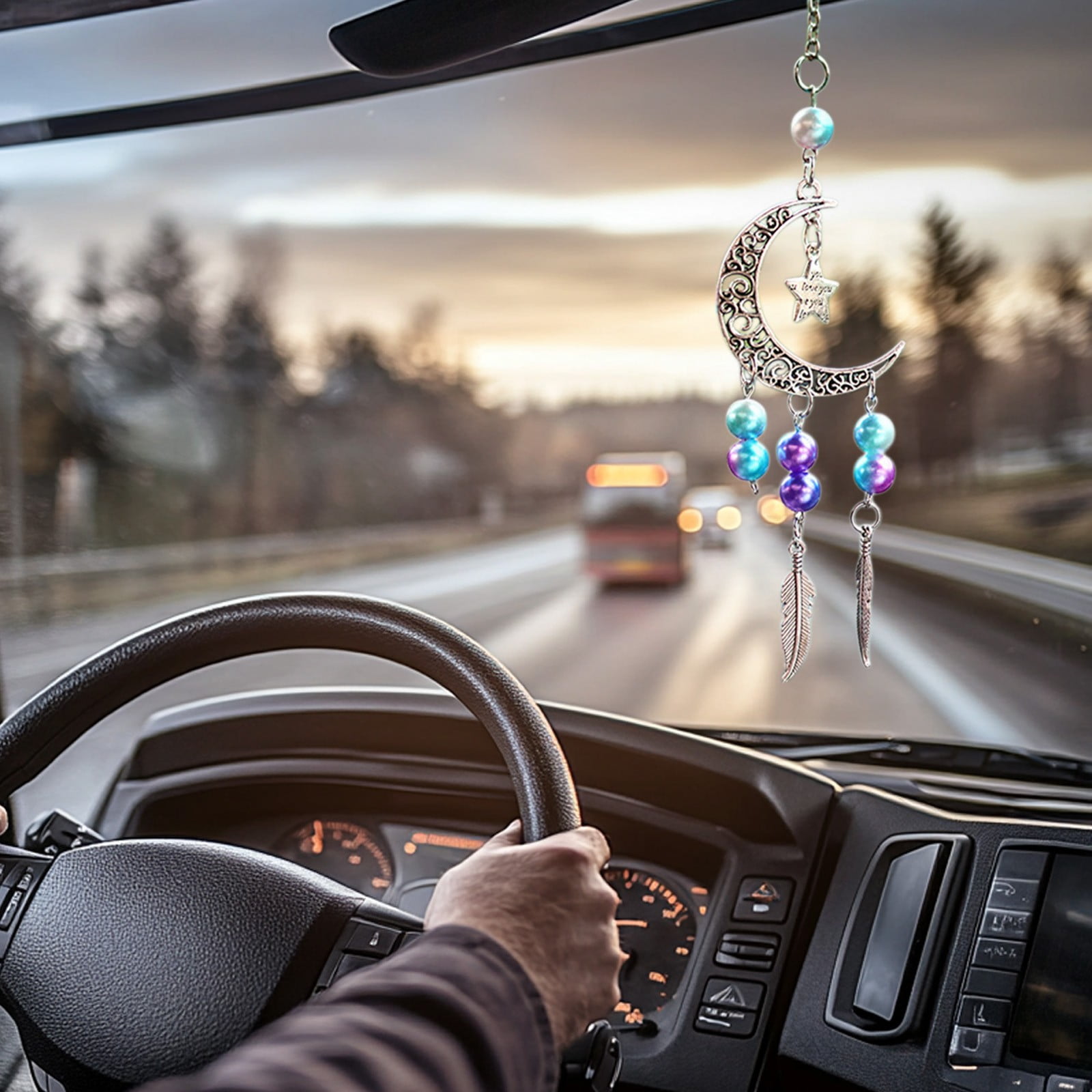 HHGBAD Colorful Pearl Wind Chime Car Rearview Mirror Pendant ...