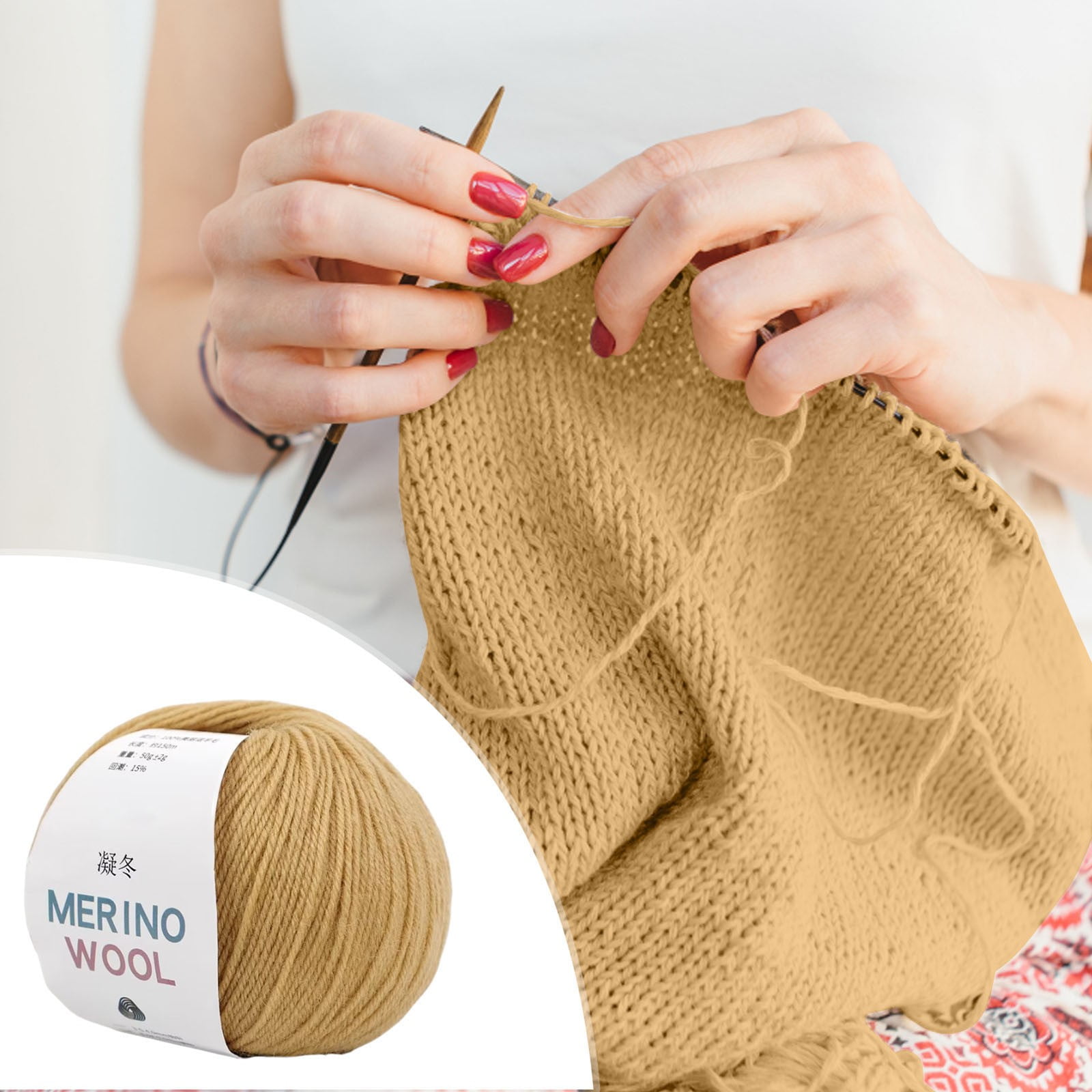 HHGBAD Hand-Woven Merino Wool Yarn - Soft & Warm, Medium Coarse ...