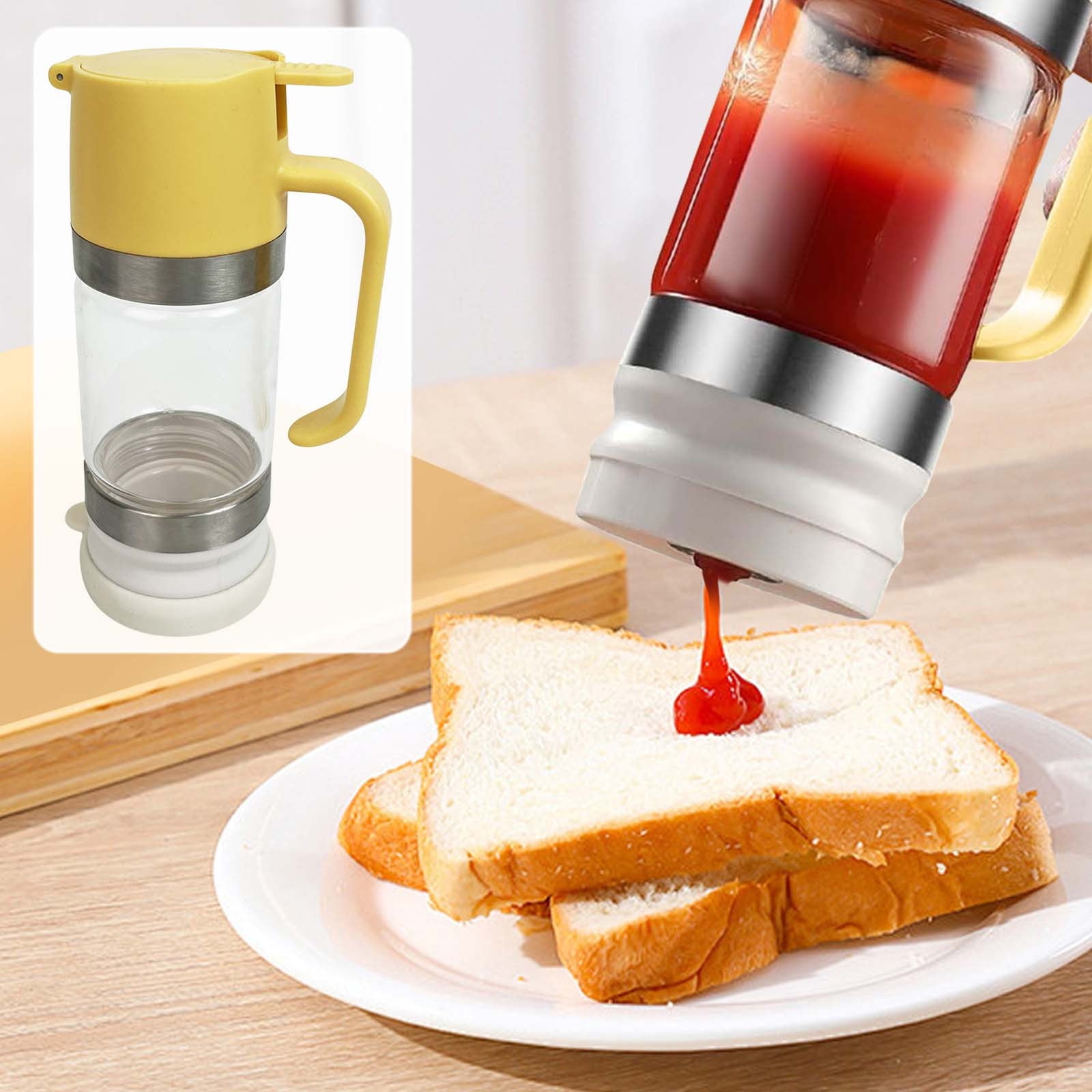 HHGBAD High Borosilicate Glass Honey Dispenser, 300ml, No-Drip Press ...