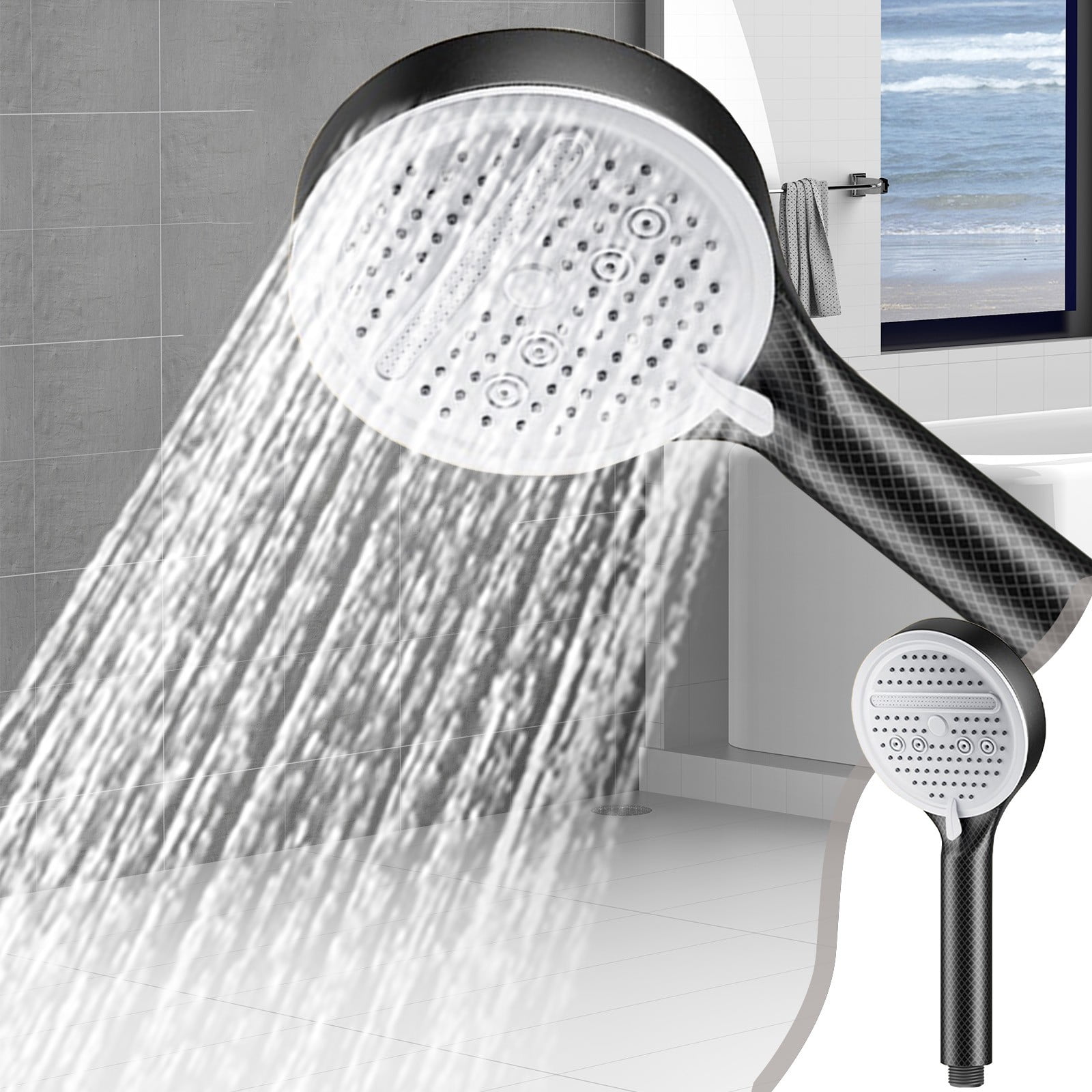 HHGBAD High Pressure 5-Mode Adjustable Shower Head,Anti-Clog Nozzles ...