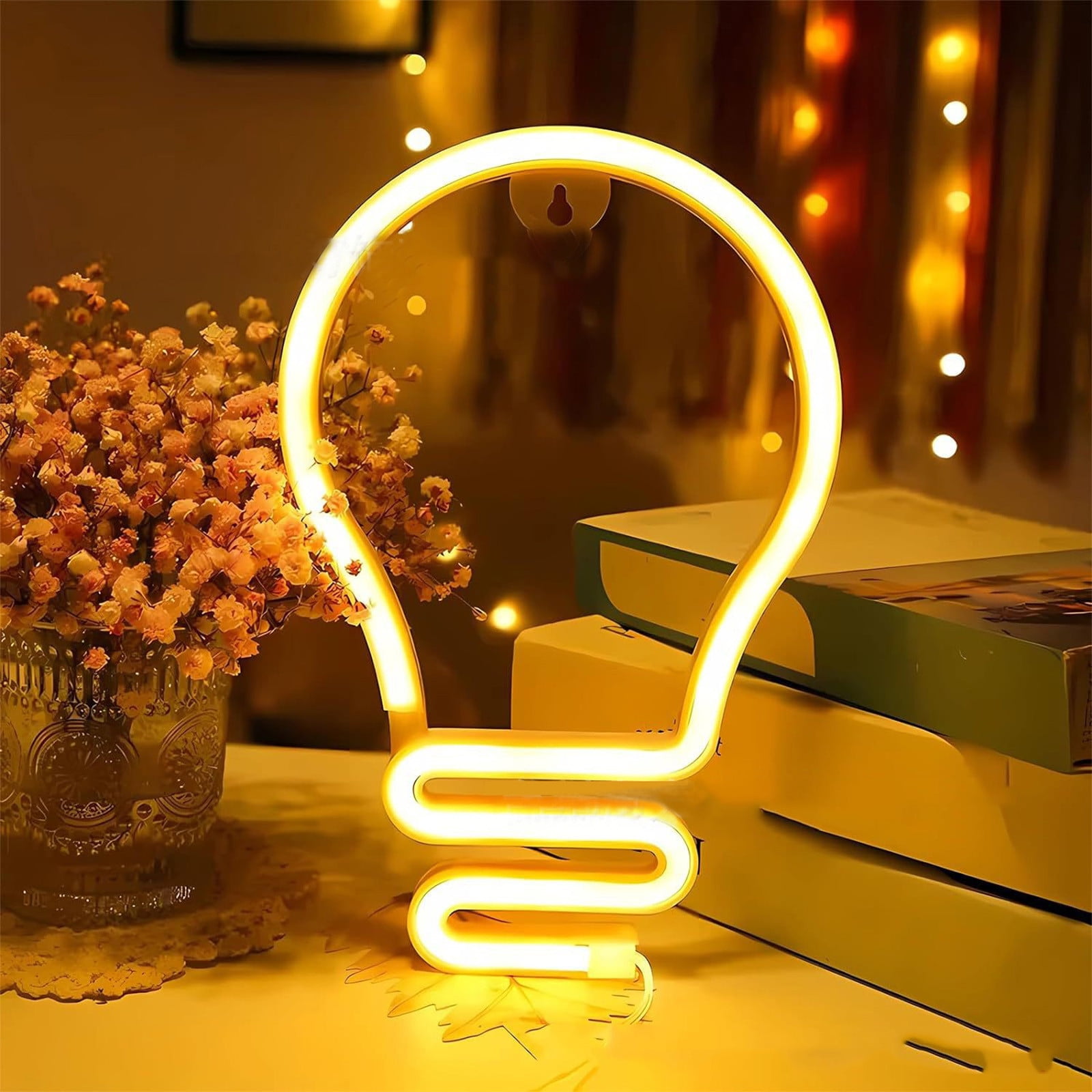 HHGBAD LED Lamp Bulb Shaped Neon Atmosphere Light, USB & Battery ...