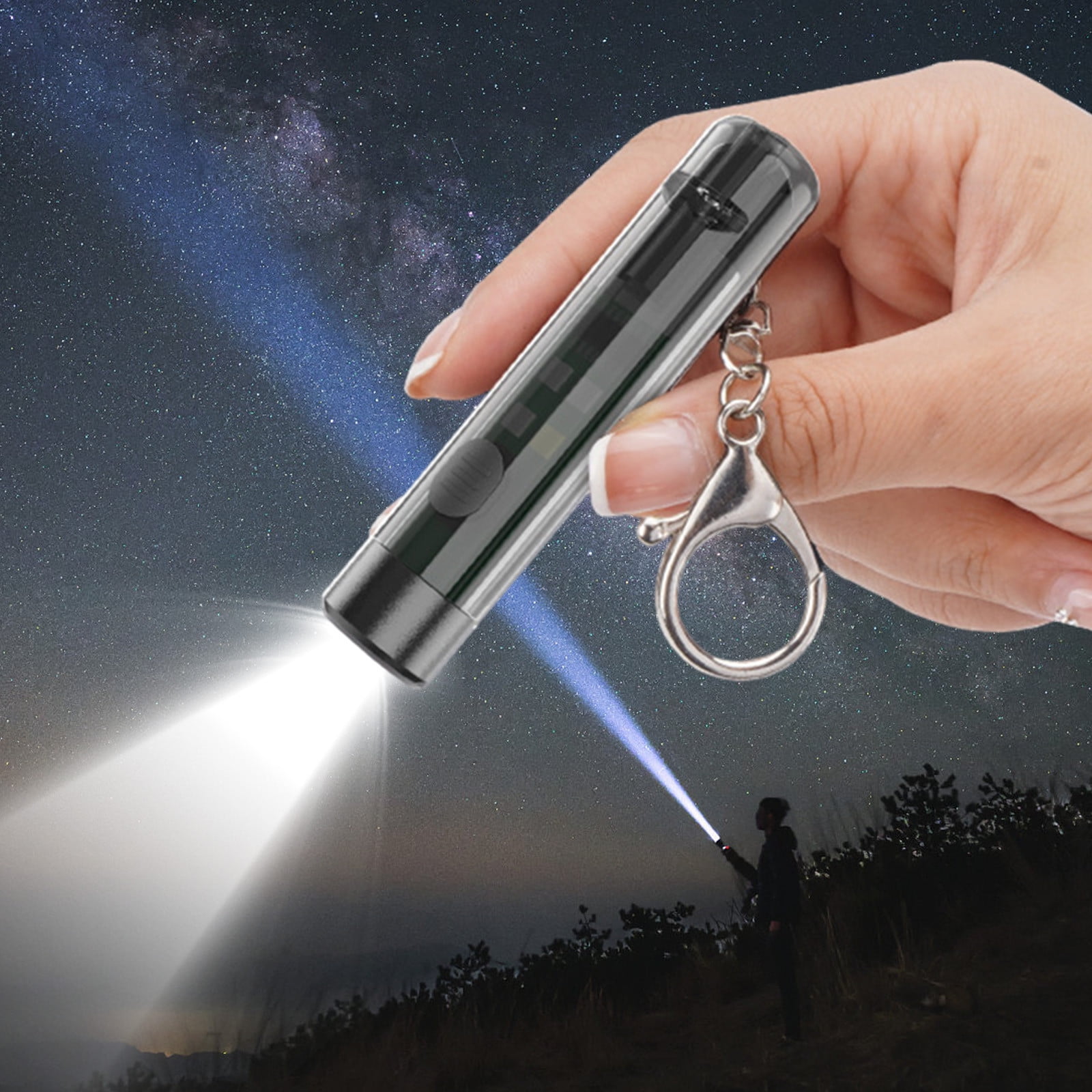 HHGBAD Mini LED Flashlight Keychain, USB Rechargeable Multi-Function ...