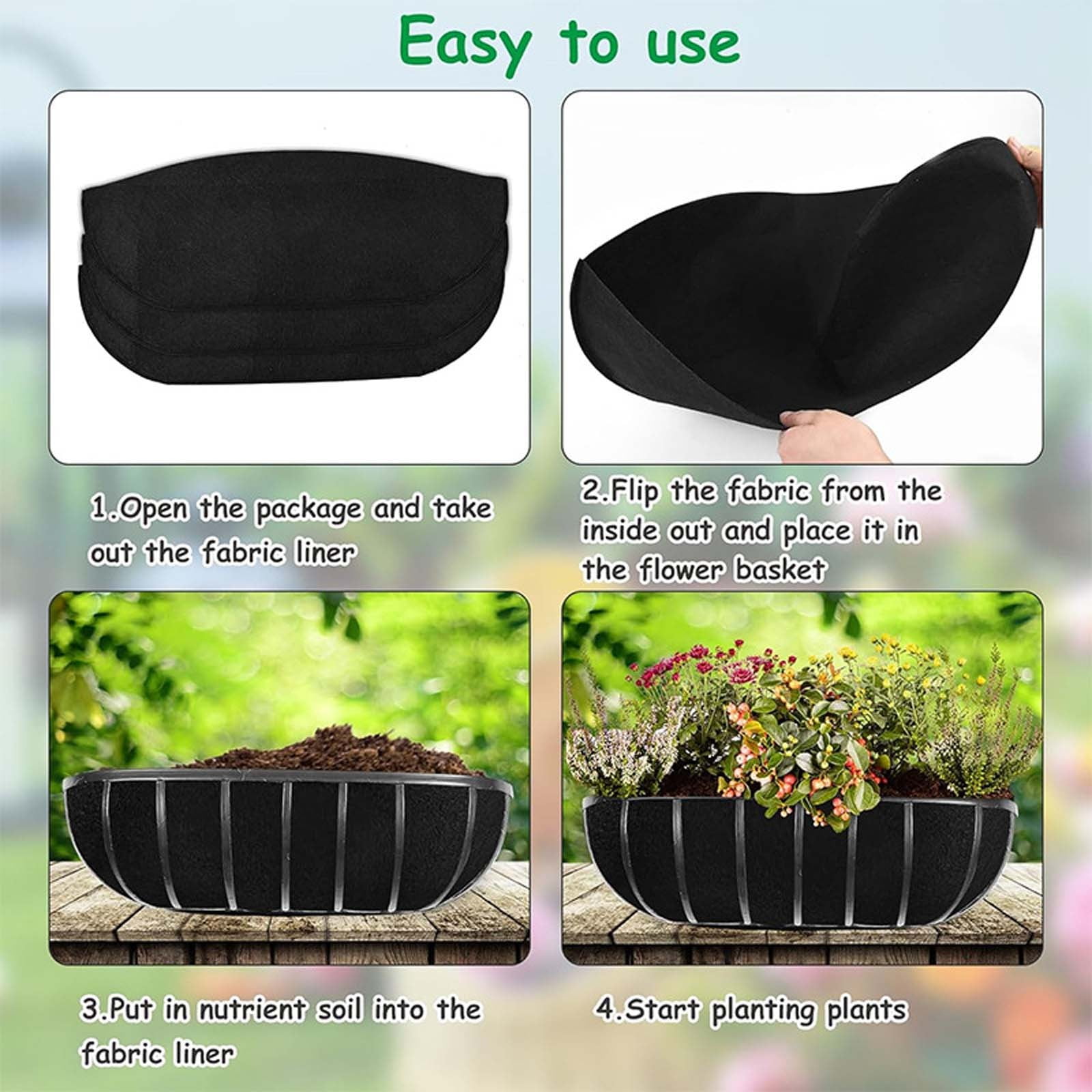HHGBAD Non-Woven Plant Bag Liner - Hanging Flower Pot Liner for Troughs ...