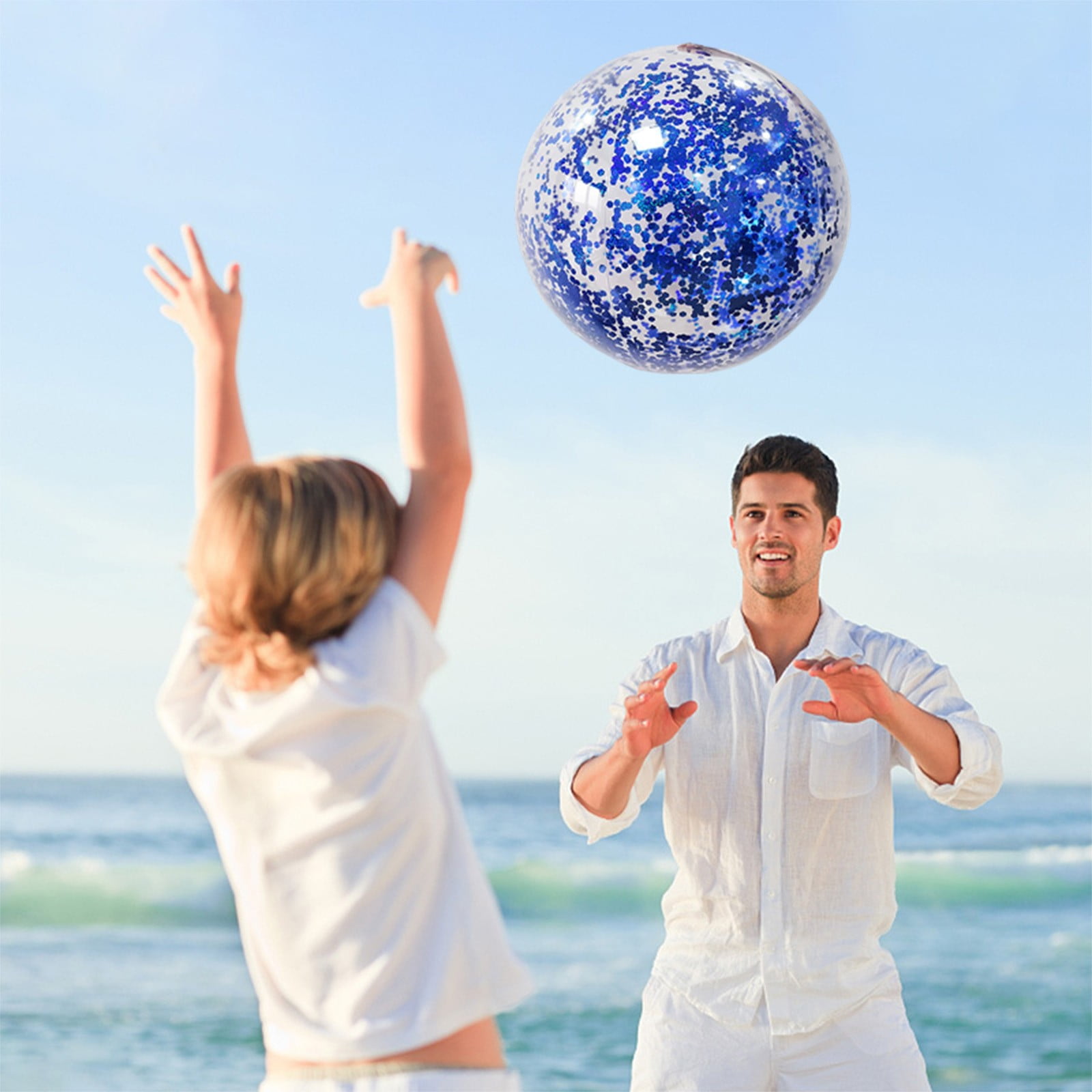 HHGBAD PVC Inflatable Glitter Beach Balls - Transparent Outdoor Water ...