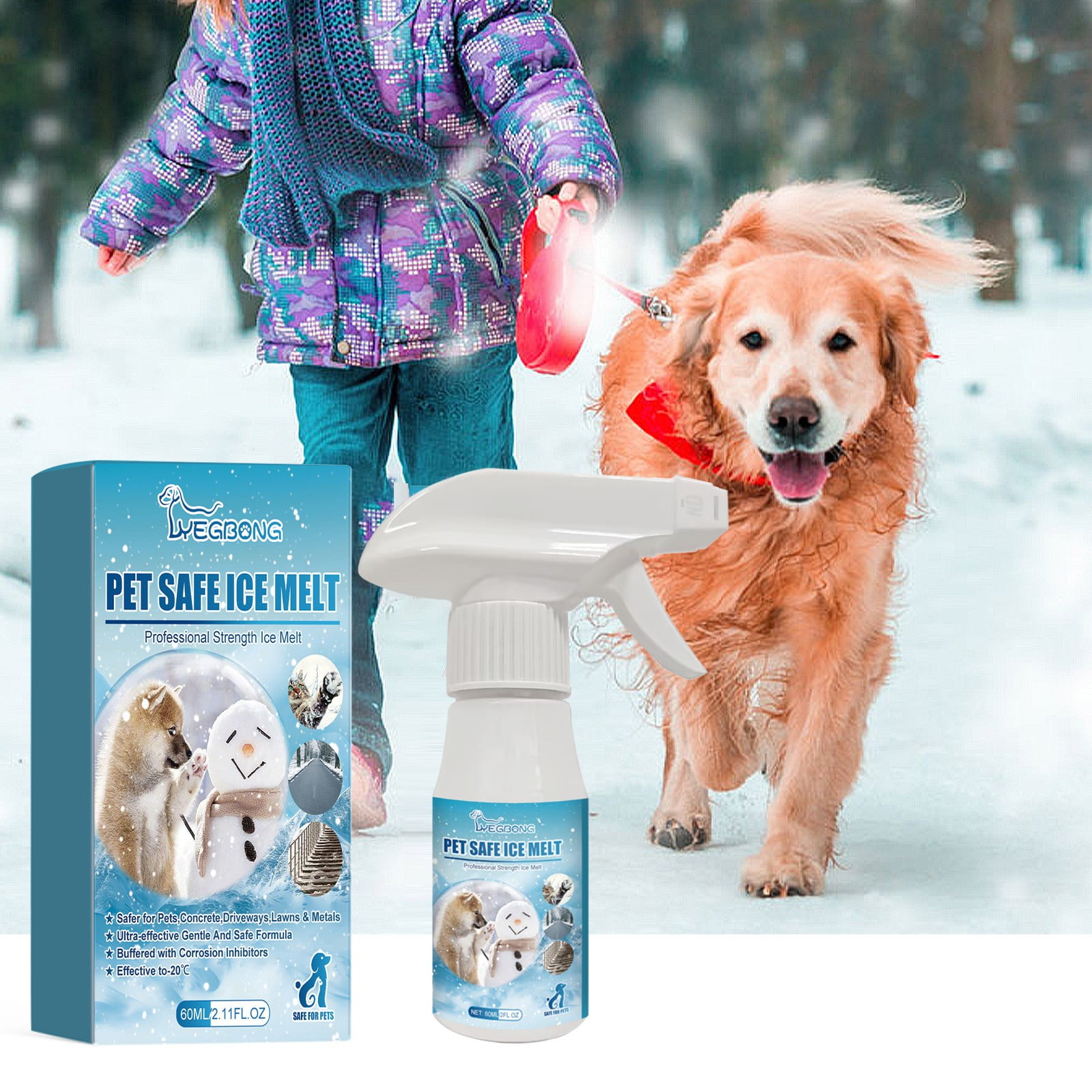 HHGBAD Pet Safe Ice Melt - Deicer for Driveway, Deicer Spray, Pet Safe ...