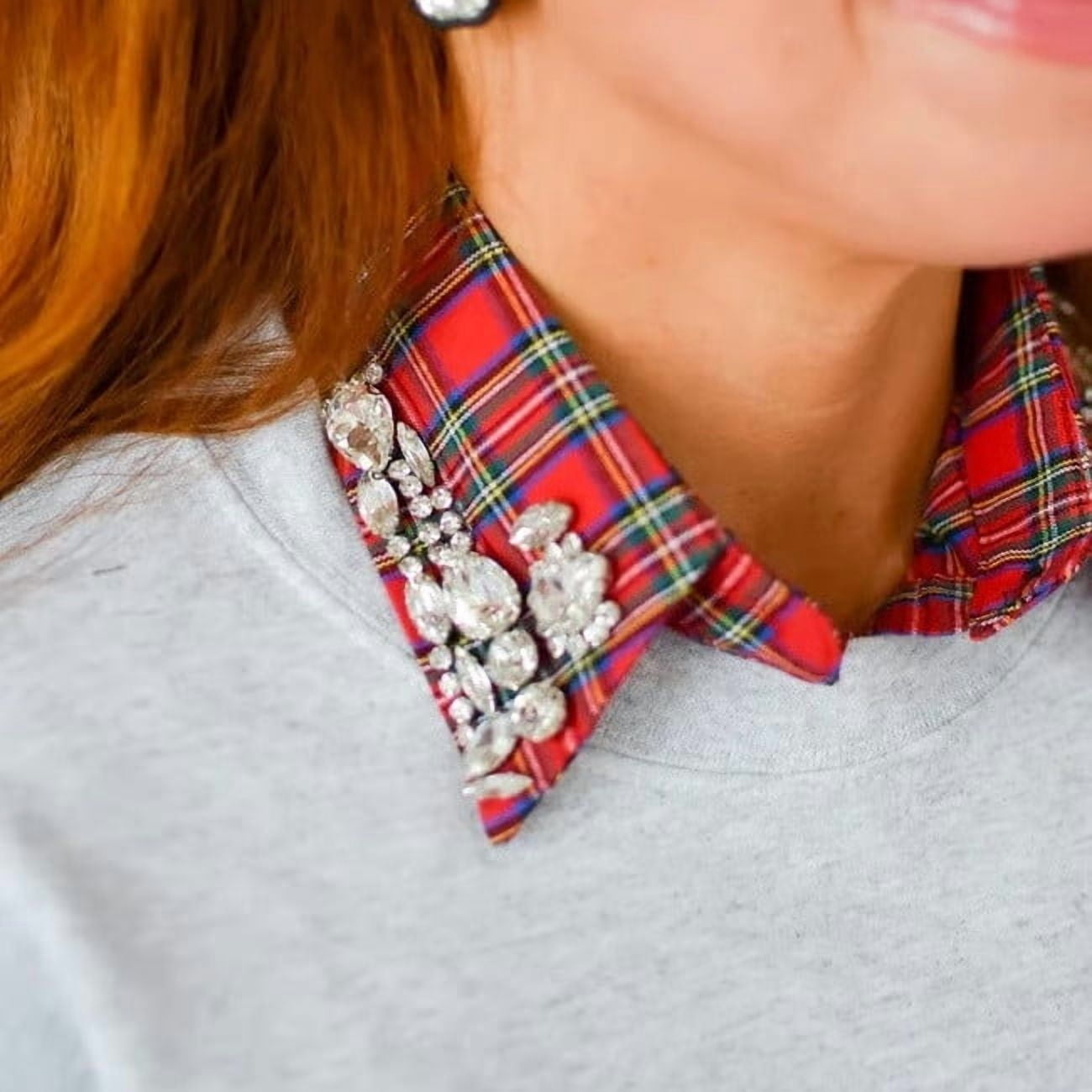 HHGBAD Rhinestone Detachable Collar, Stylish Half Shirt Blouse ...