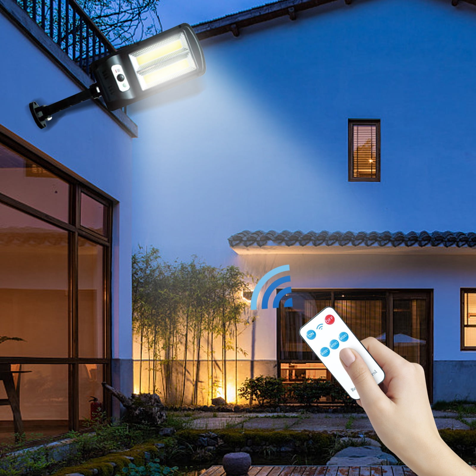 HHGBAD Solar Street Light, IP65 Outdoor Solar Powered LED Flood Light ...