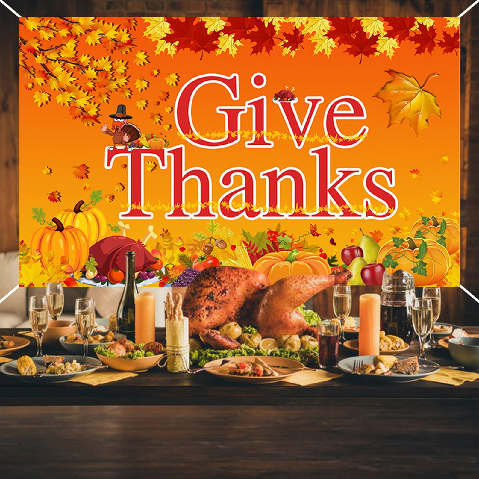 HHGBAD Thanksgiving Themed Background Cloth - Festive Turkey Party ...