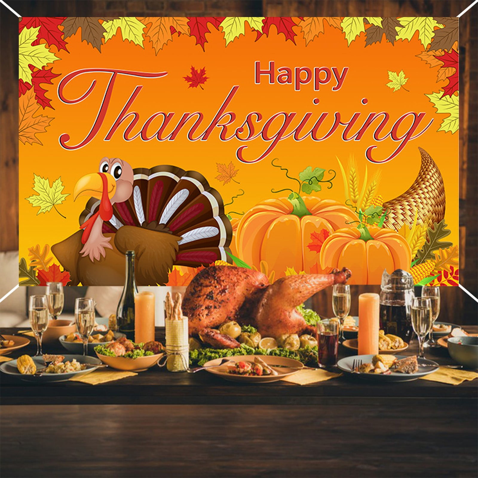 HHGBAD Thanksgiving Themed Background Cloth, Orange Yellow Series ...