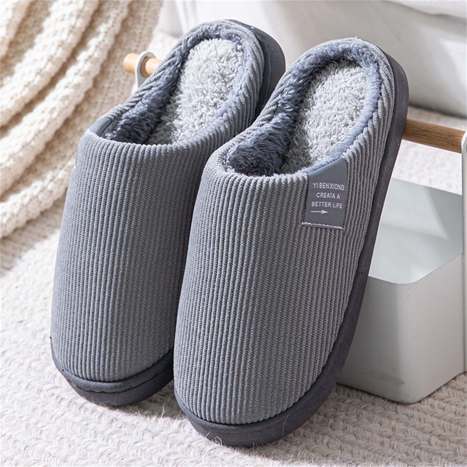 HHGBAD Warm Cotton Slippers for Indoor Home- Cozy Couples Slip-On Shoes ...