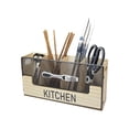 HHGBAD Wooden Utensil Caddy, 4 Compartment Cutlery Organizer, Keeps ...