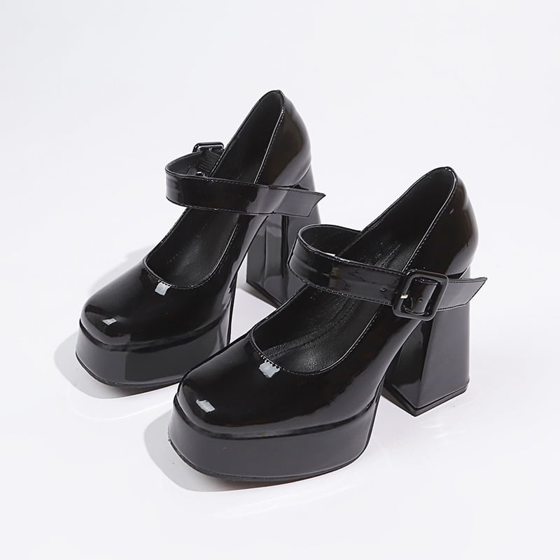 HHH 12cm French Style Mary Jane Shoes Women's Chunky Heel 2024 New High ...