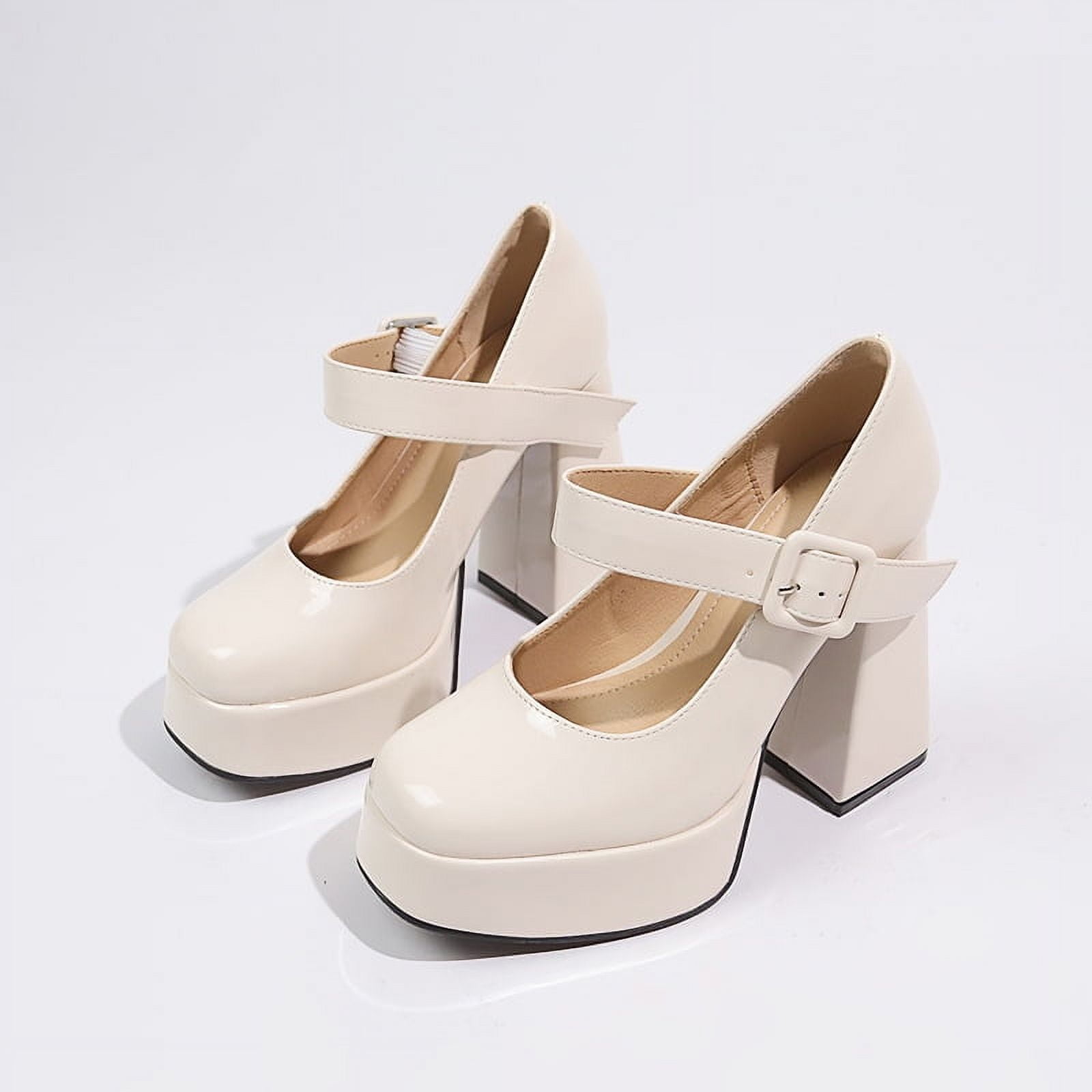 HHH 12cm French Style Mary Jane Shoes Women's Chunky Heel 2024 New High ...