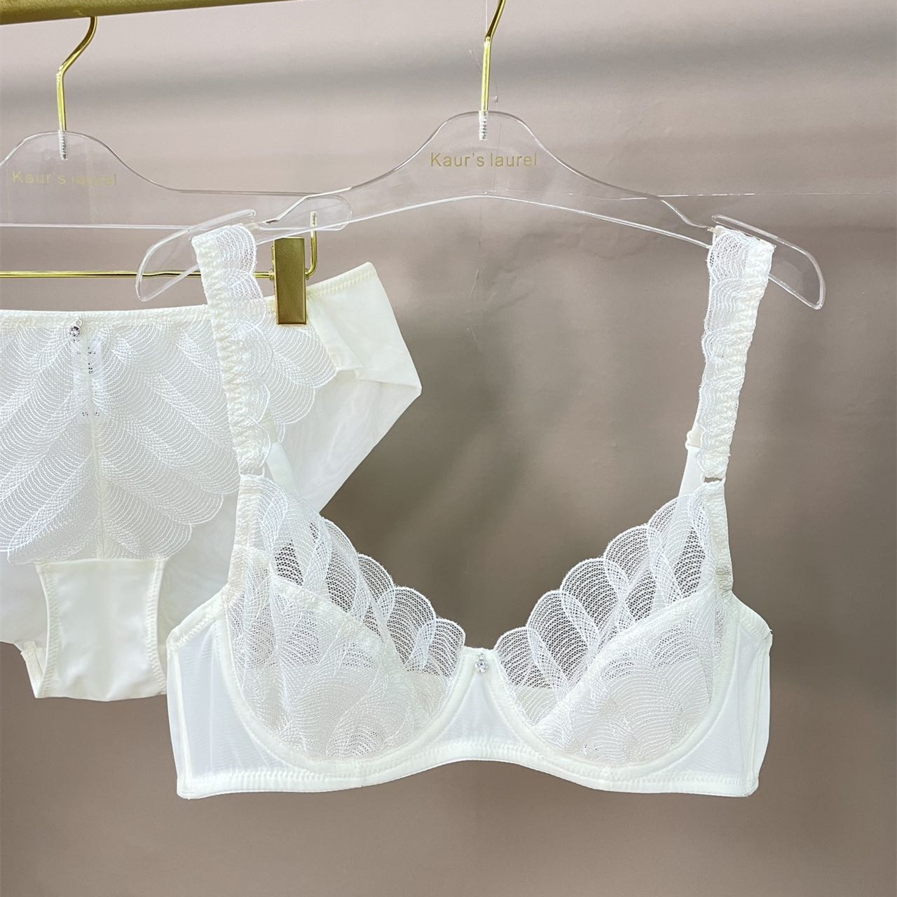 HHH 2024 New French Underwear Pure Desire Lace Untra Thin Big Chest Show Small Bra Sexy Mesh ...