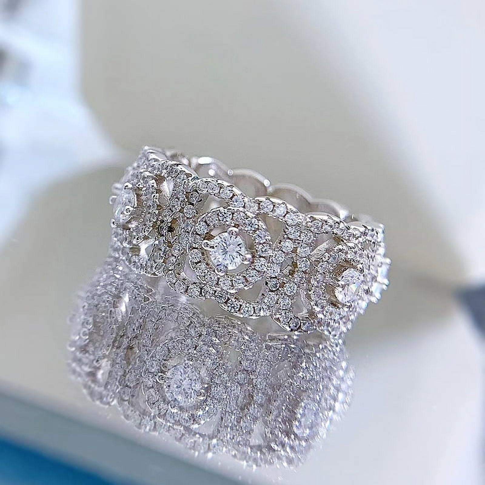 HHH 2025 New 925 Silver Champagne Full Diamond Gang Drill Ring Cold ...