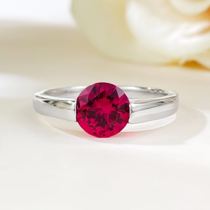 HHH 2025 New 925 Silver Ring 1 Karat Pigeon Blood Red Sapphire Luxury Full Diamond Daily Wear ...