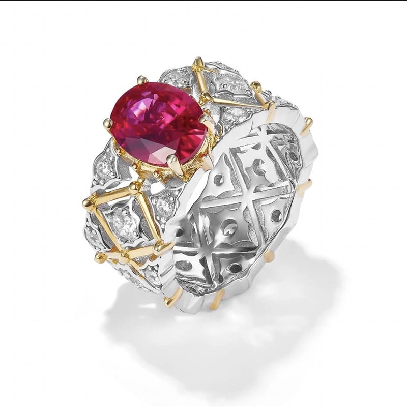 HHH 2025 New Craft Court Retro 7 * 9mm Pigeon Blood Red Ring Socialite ...