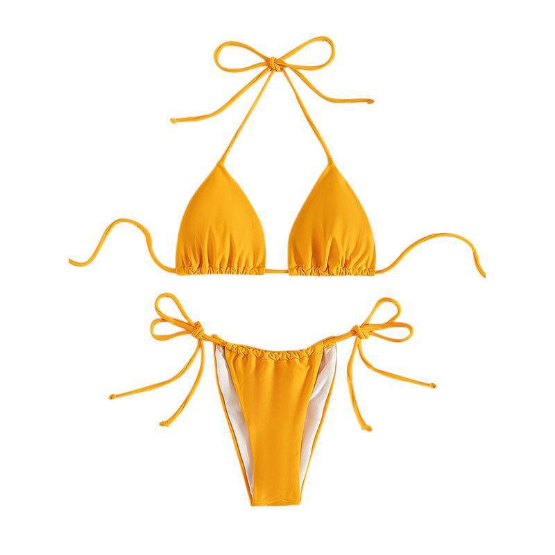 HHH 2025 New Multi-Color Halter Lace-up Beach Swimsuit Ins Style Sexy ...