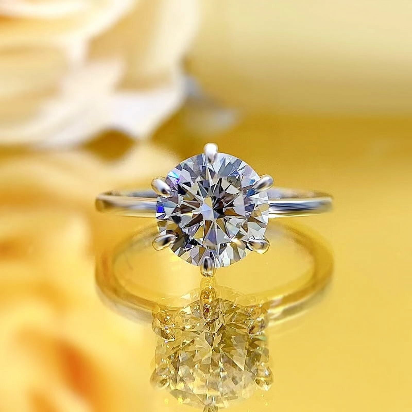 HHH 2025 New S925 Silver Classic 1 Karat Six-Claw Ring Female High Carbon Diamond Micro-Inlaid ...