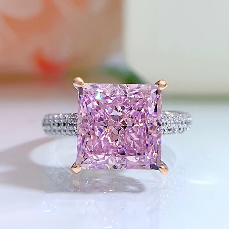 HHH 2025 New S925 Silver High Carbon Diamond 10*10 Hot Micro Setting Ring Female - Walmart.com