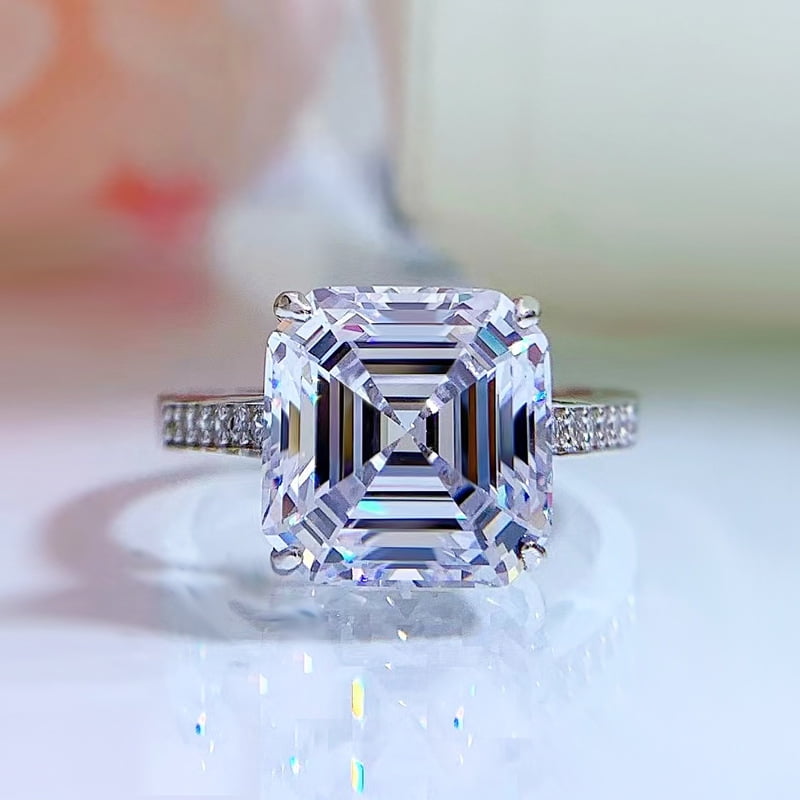 HHH 2025 New S925 Silver High Carbon Diamond 10*10 Pagoda Cutting Ring Female - Walmart.com