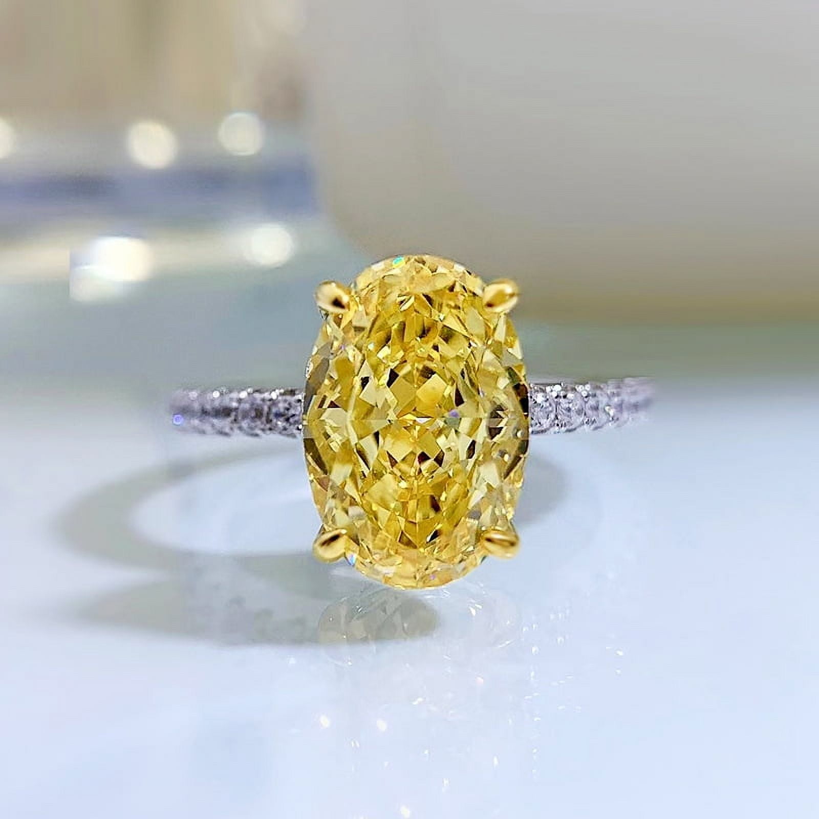 HHH 2025 New S925 Silver High Carbon Diamond 8*12 Oval Redean Ring Female - Walmart.com