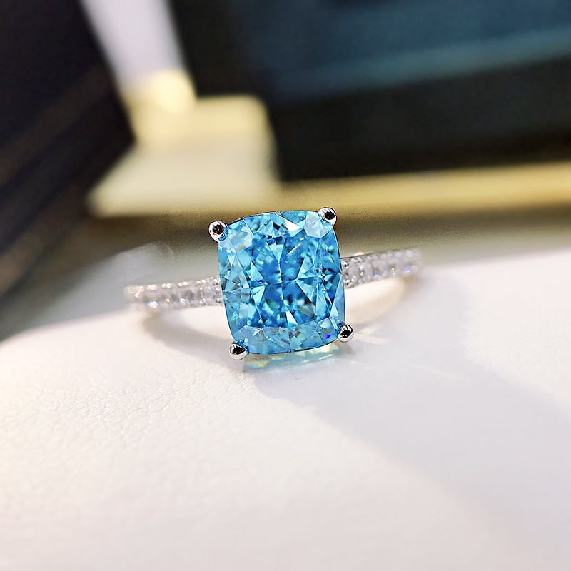 HHH 2025 New S925 Silver Ring Fantasy Navy Blue Diamond Ring Elegant White Female Ring - Walmart.com