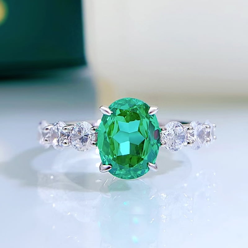 HHH 2025 New S925 Silver Simulation Palaiba Green 2 Karat High Carbon Diamond Special-Interest ...