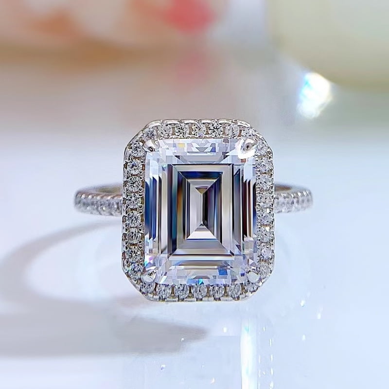 HHH 2025 New Simulation High Carbon Diamond S925 Sterling Silver Luxury Inlaid Retro 8 * 10mm ...