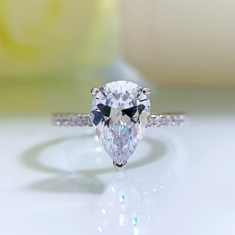 HHH 2025 New Simulation High Carbon Diamond S925 Sterling Silver Luxury Pear-Shaped 7 * 10mm ...