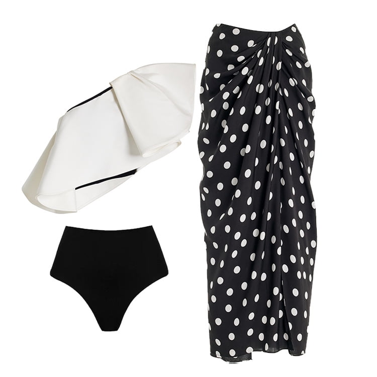 HHH 2025 Swimsuit Simple High-Grade Black and White Split Swimsuit ...