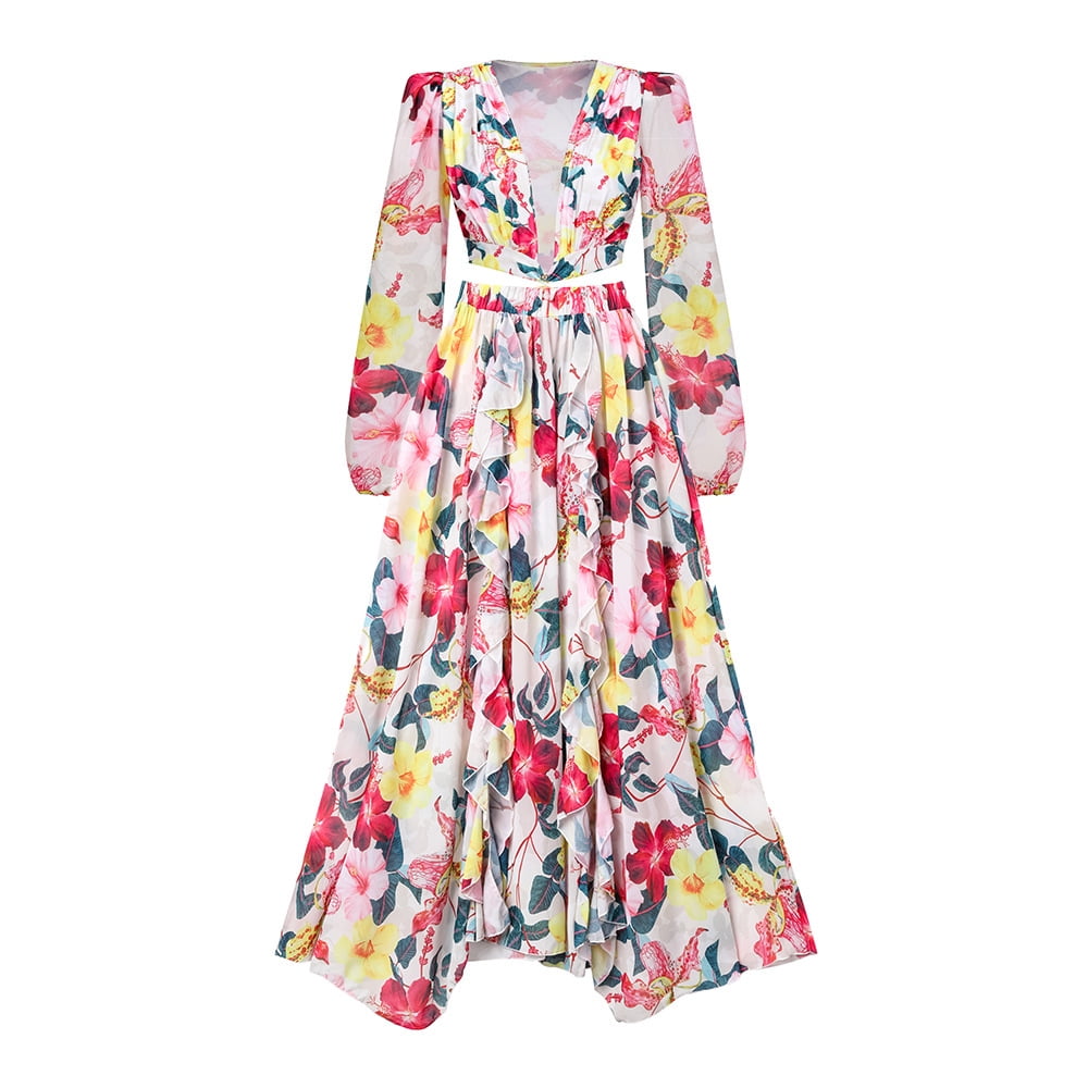 HHH 2025 Swimwear New Women's Beach Vacation 3D Flower Deep V Hollow ...