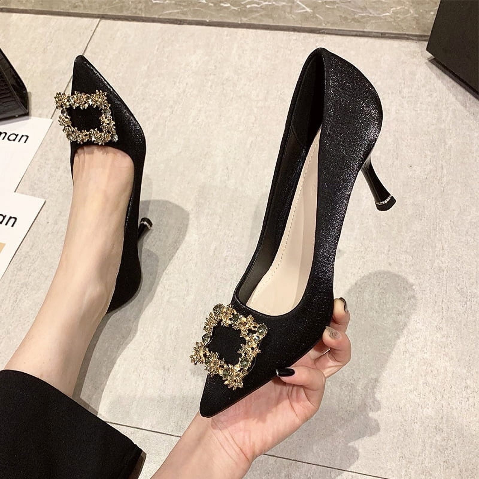 HHH 326-85 High Heels 2024 New French Style Girl Mid Heel Pointed ...