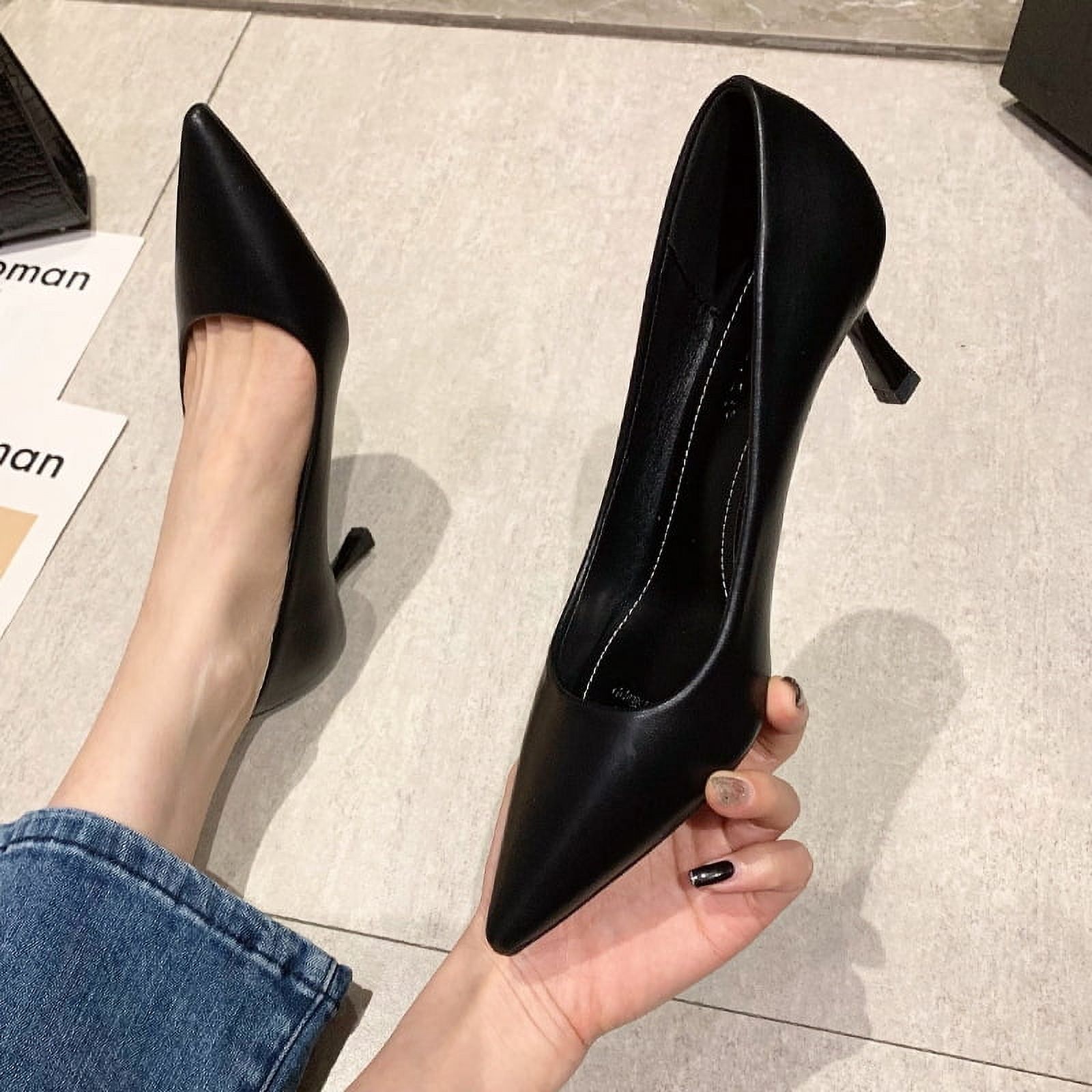 HHH 6603 Soft Leather Work Shoes Women's Black 2024 Summer Professional ...