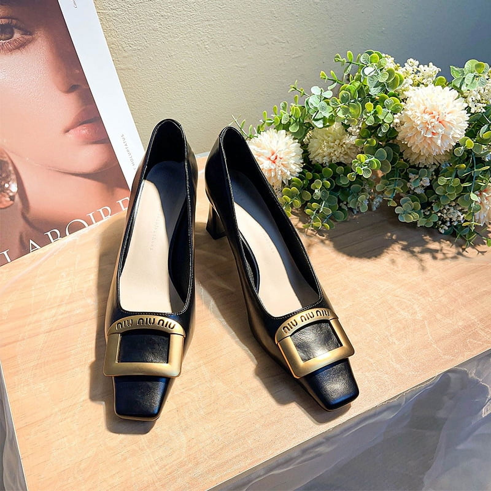 HHH 6888-3 French Style Square Toe High Heels Women's Fashion Commuter ...