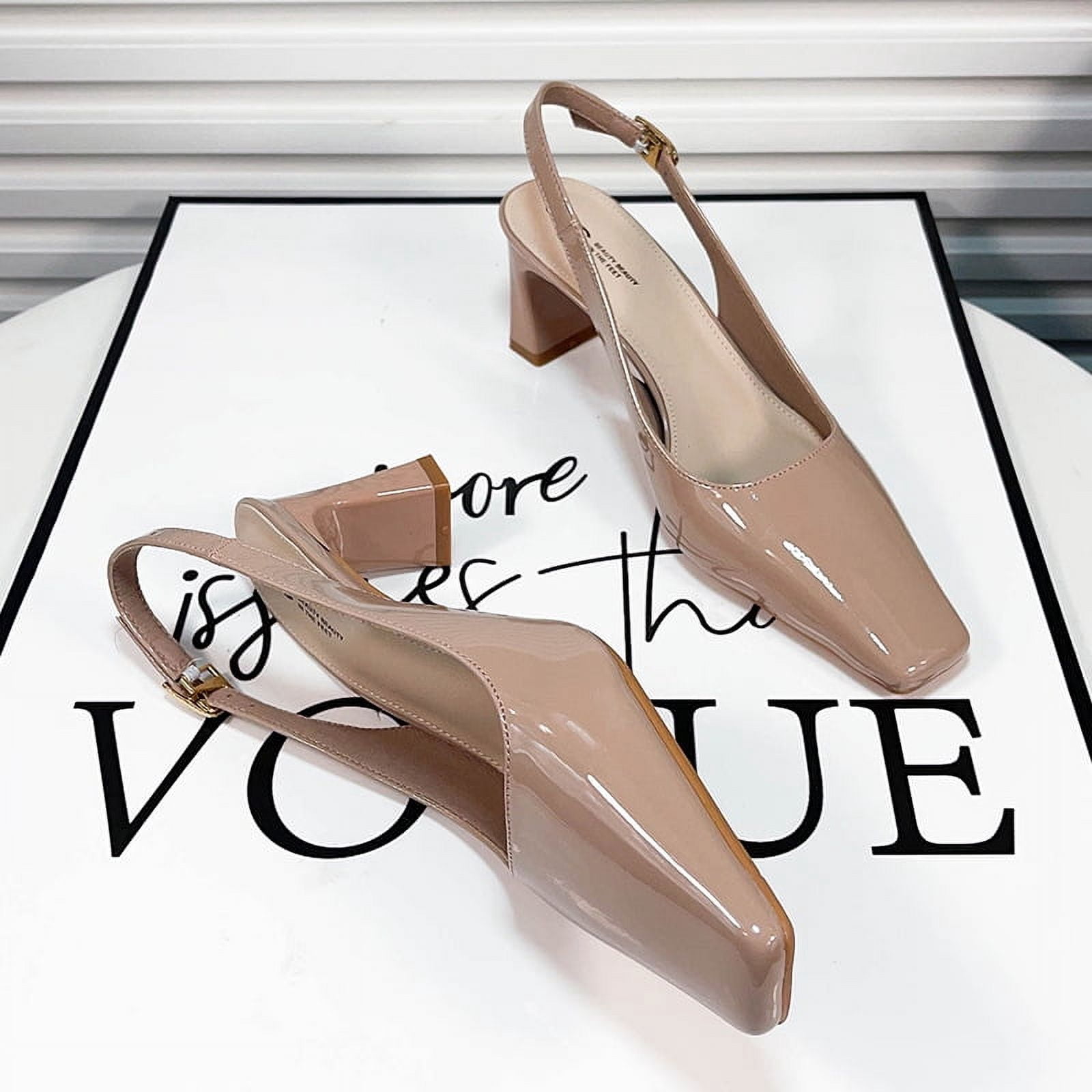 HHH 6901 Creamy-white Small Fresh Patent Leather Simple Classy High ...