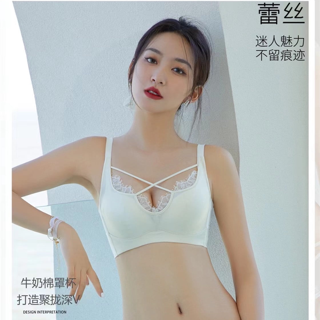 HHH 6972 Skin-Friendly Milk Cotton Cup Thin Cup Memory Soft Underwire Big Breast Size Underwear ...