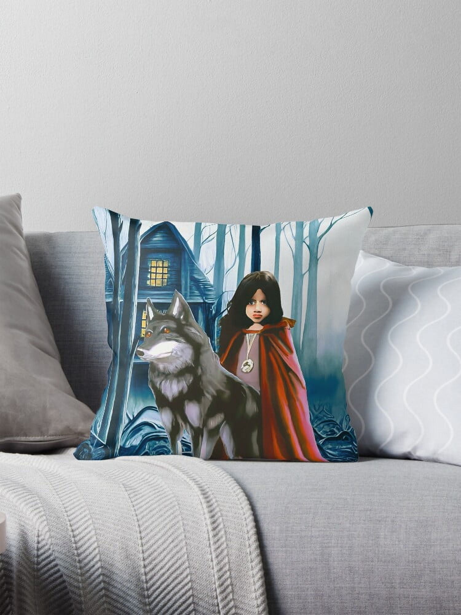 HHH-A-little-red-riding-hood-and-his-wolf-Throw Pillow Covers Cases ...